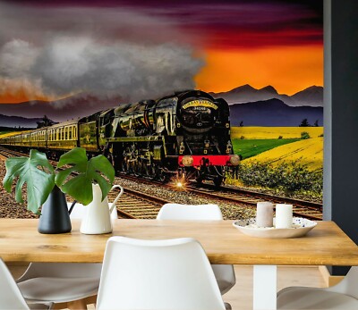3D Prairie Train O1000 Transport Wallpaper Mural Self-adhesive ...