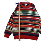 Vintage Bob & Chris Mens Sweater Size XL Red Stripe Crew Neck Oversized ...