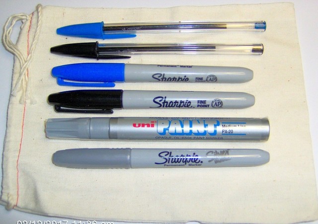 Autograph Signing Pens Markers 6 SET Kit Blue Black Silver BiC Sharpie ...