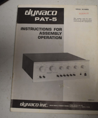 Original Dynaco PAT-5 Pre-Amplifier Instructions Manual | eBay