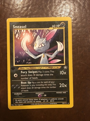 Sneasel 25/111 1st Edition Neo Genesis Great Condition Pokémon Card | eBay