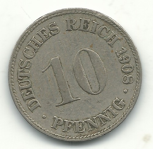 A HIGH GRADE 1908 D GERMANY GERMAN 10 PFENNIG COIN-OCT400 | eBay