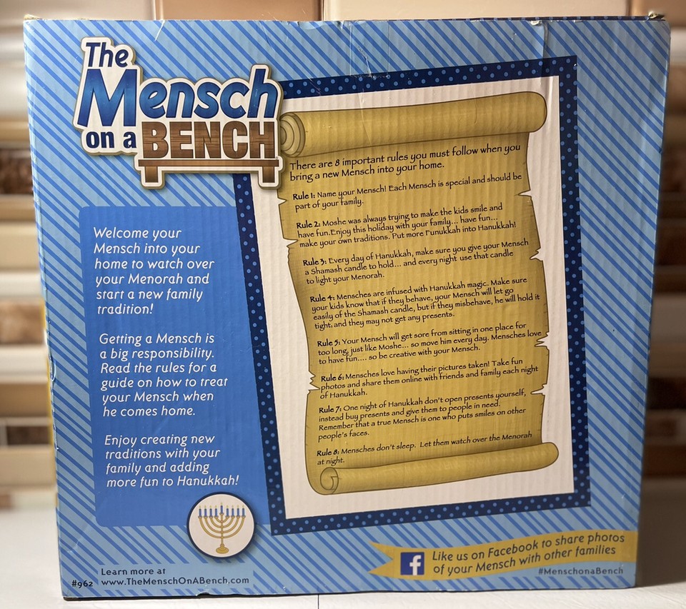 The Mensch on a Bench Hanukkah Decor with Hardcover Book and Removable ...