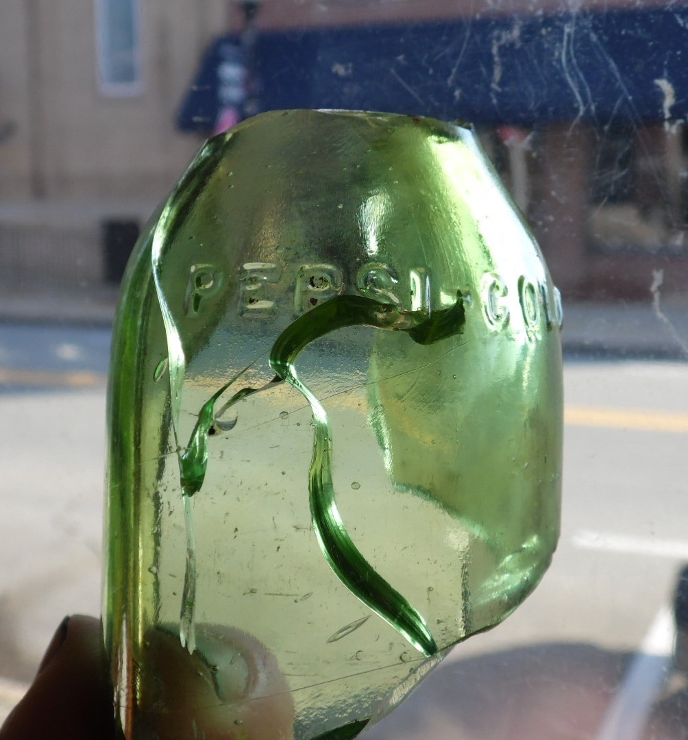 3 Ultra Rare GREEN Pepsi Cola Soda Bottle Shards Shinnston WV Embossed ...