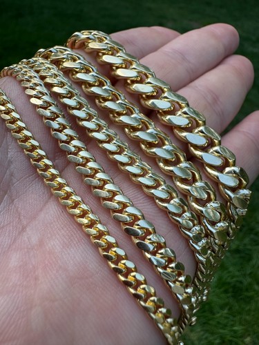 Miami Cuban Link Chain Bracelet 14k Gold Plated Solid 925 Silver Box ...