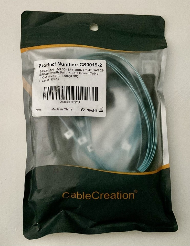 CableCreation Mini SAS Cable with SATA Power(2PACK), Internal Mini SAS 36 Pin | eBay