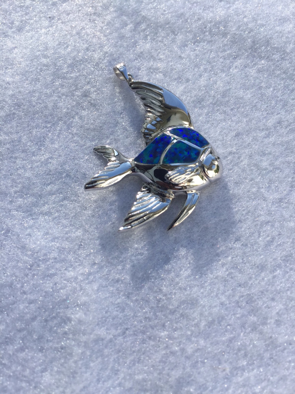 STERLING SILVER 925 & OPAL NAUTICAL ANGEL FISH PENDANT MARINE SEALIFE ...
