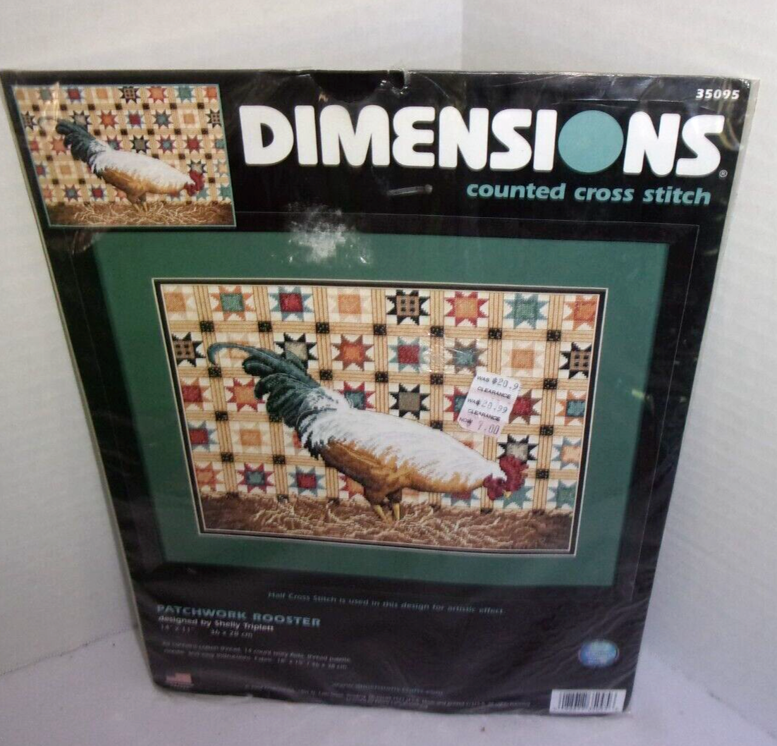 "PATCHWORK ROOSTER" Counted Cross Stitch Kit by Dimensions (14 x 11 in) NEW | eBay
