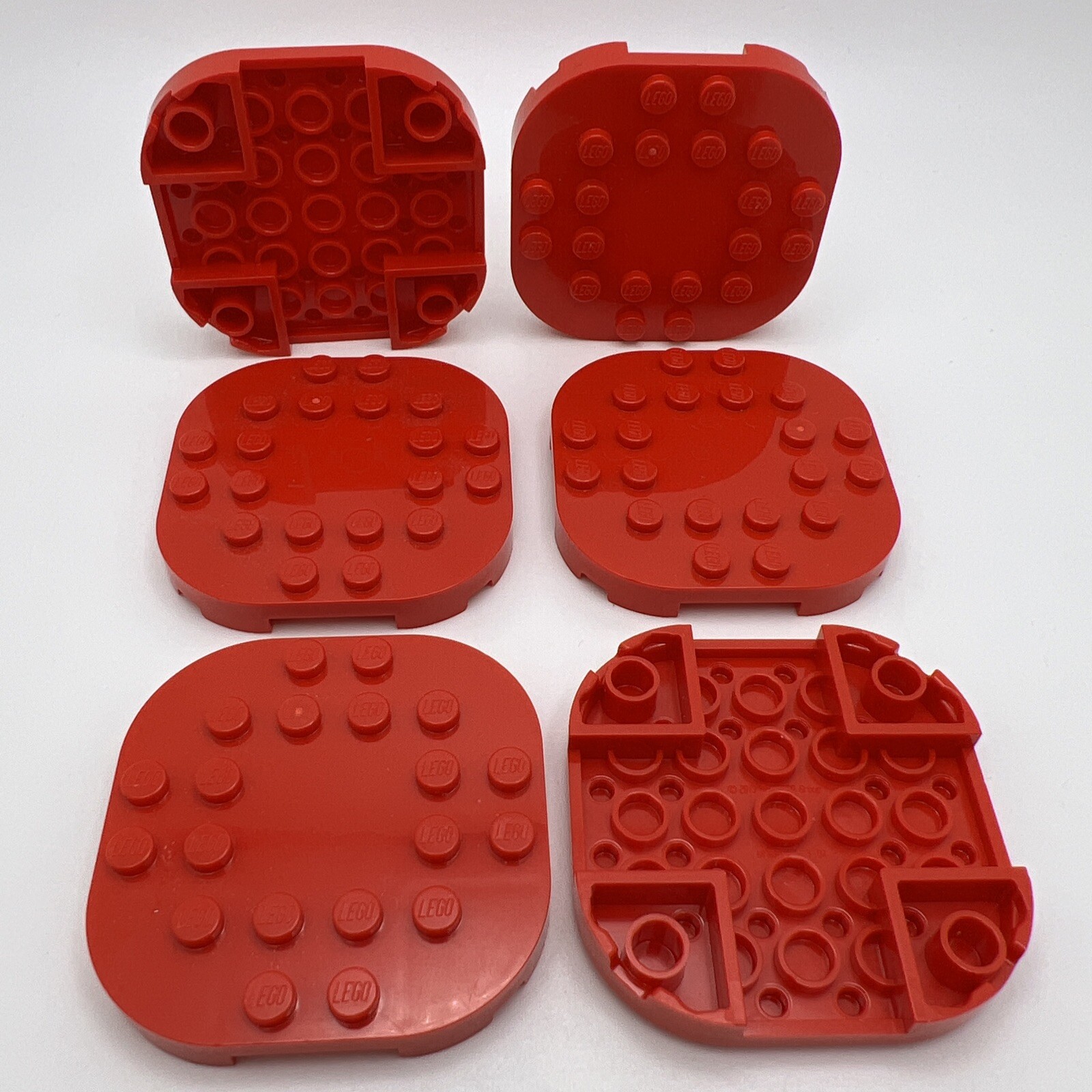 6 pc Lot Lego RED Plate 6x6x2/3 Circle w/ Reduced Knobs (66789) Super ...