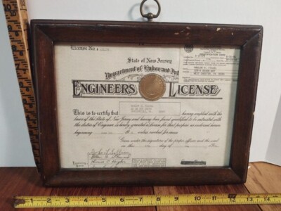 VINTAGE FRAMED ENGINEERS LICENSE FROM 1971 Unique Find HTF | eBay