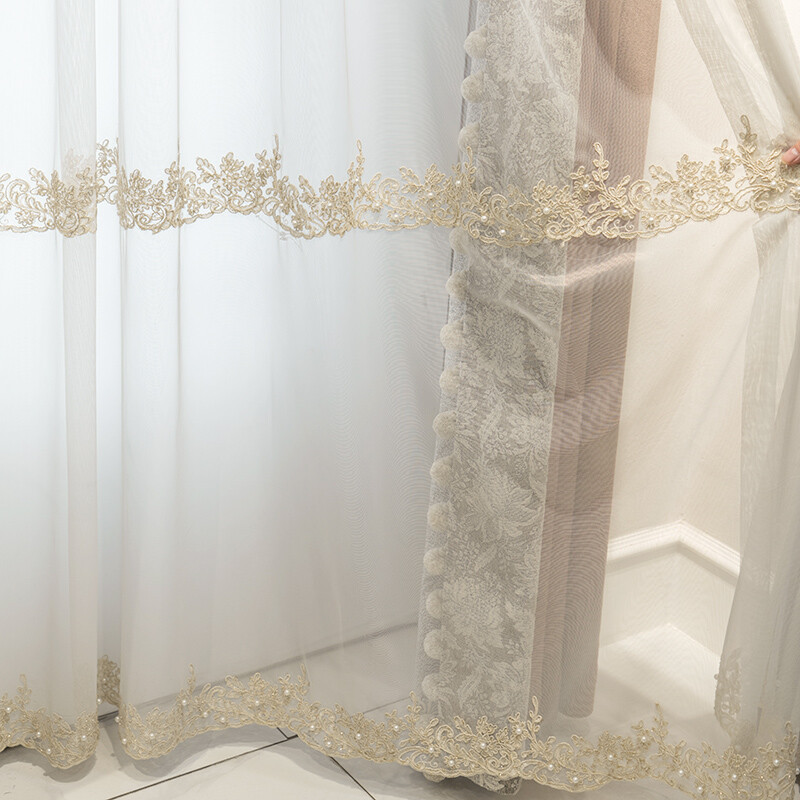 Custom modern princess cotton linen beige cloth curtain valance drape ...