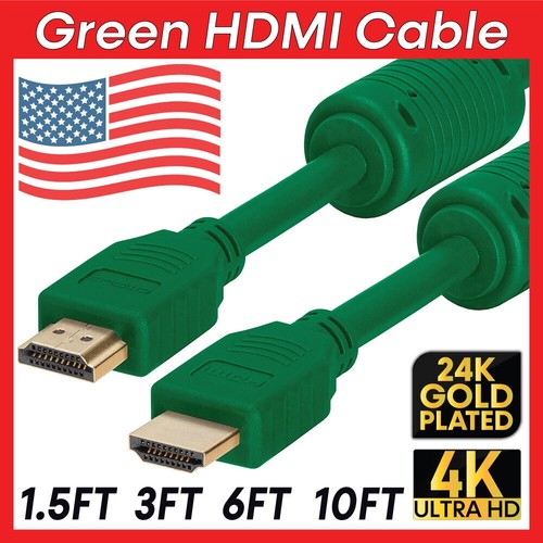 Green HDMI Cable Ultra HDMI Cord HDTV 4K 3D ARC Ethernet Channel for PC ...