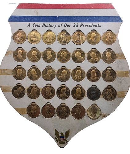 1949 Osborne Register Co. 'Coin History of Our 33 Presidents' Shield ...
