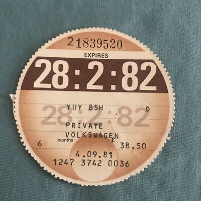 USED OLD TAX DISC FEBRUARY 1982 IT WILL BE VERY RARE | eBay UK
