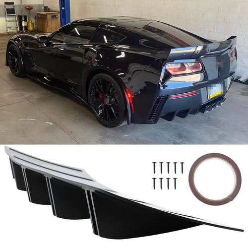 For Chevy Corvette C5 C6 C7 C8 10 Fins Rear Bumper Diffuser Spoiler Lip ...
