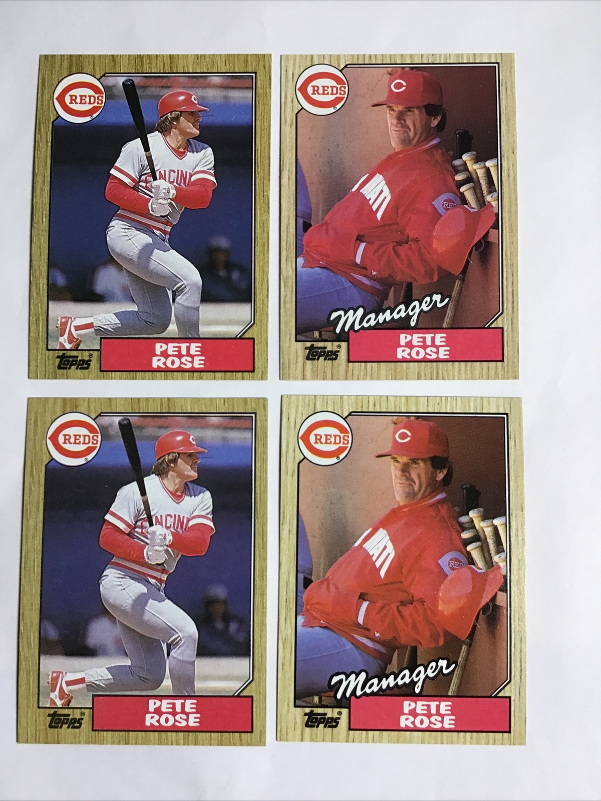 1987 Topps Baseball #200 #393 PETE ROSE Manager - 4 CARDS LOT - NM-MINT ...