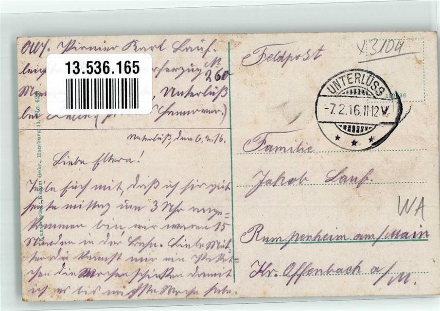 13536165 - 3104 Unterluess Birkenallee 1916 | eBay.de