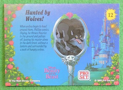 1pc Beauty and the Beast Trading Card #12 "Hunted by Wolves" 1992 Walt ...