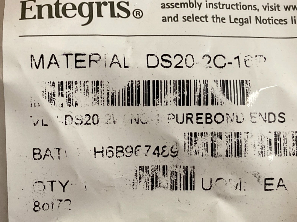 Entegris DS20-2C-16P Manual Valve VLV-DS20 2W NC 1" Purebond Ends ...
