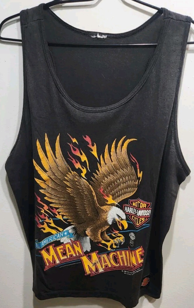 Vintage 1988 Harley Davidson Mean Machine Eagle Tank … - Gem