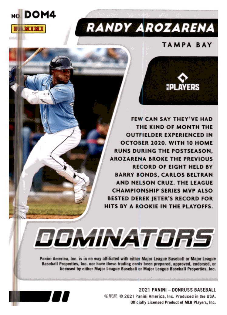 2021 Donruss Dominators Vector Randy Arozarena DOM4 | eBay