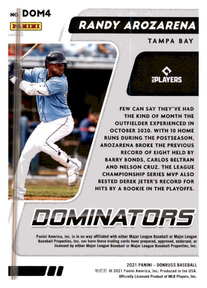 2021 Donruss Dominators Vector Randy Arozarena DOM4 | eBay