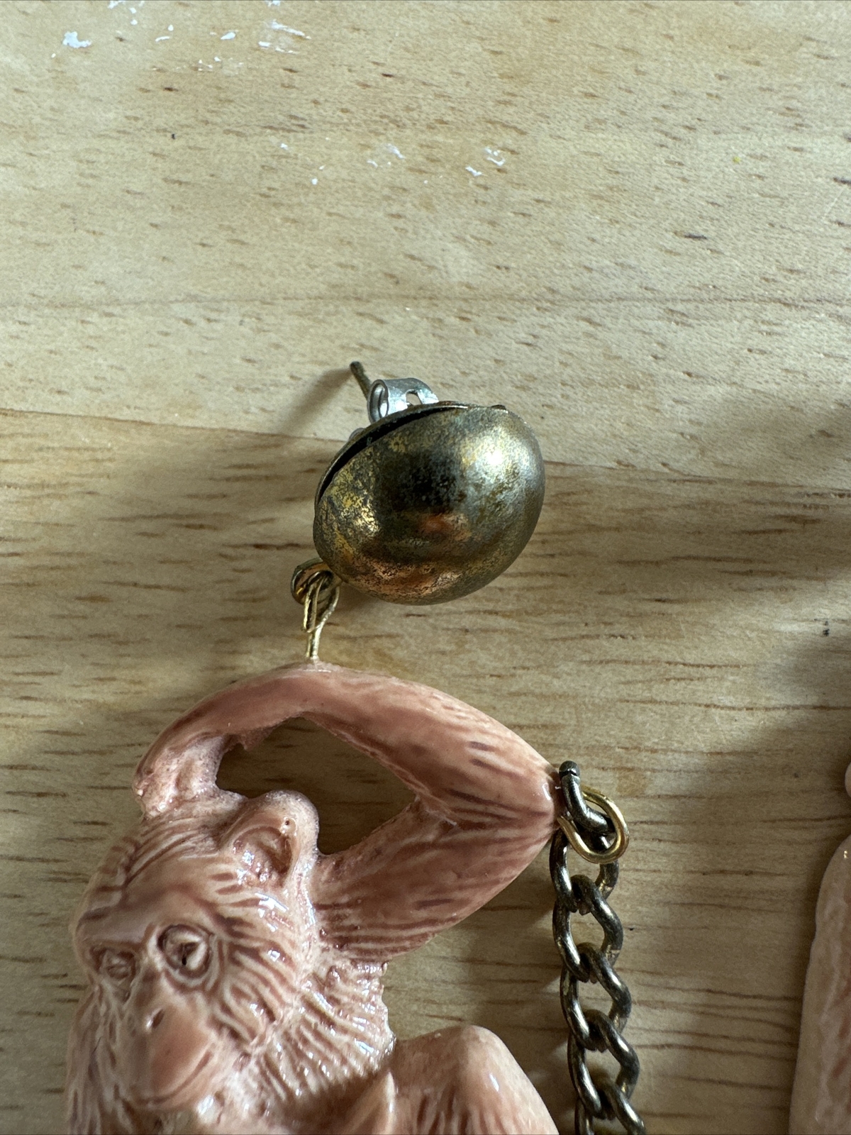 Vintage Resin Monkeys With Banana Hearts Stars Chain Dangling Pierced ...