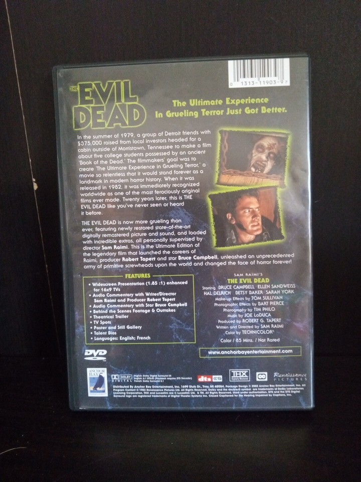The Evil Dead DVD 1982, 2002 Bruce Campbell ~ Trl8#92 | eBay