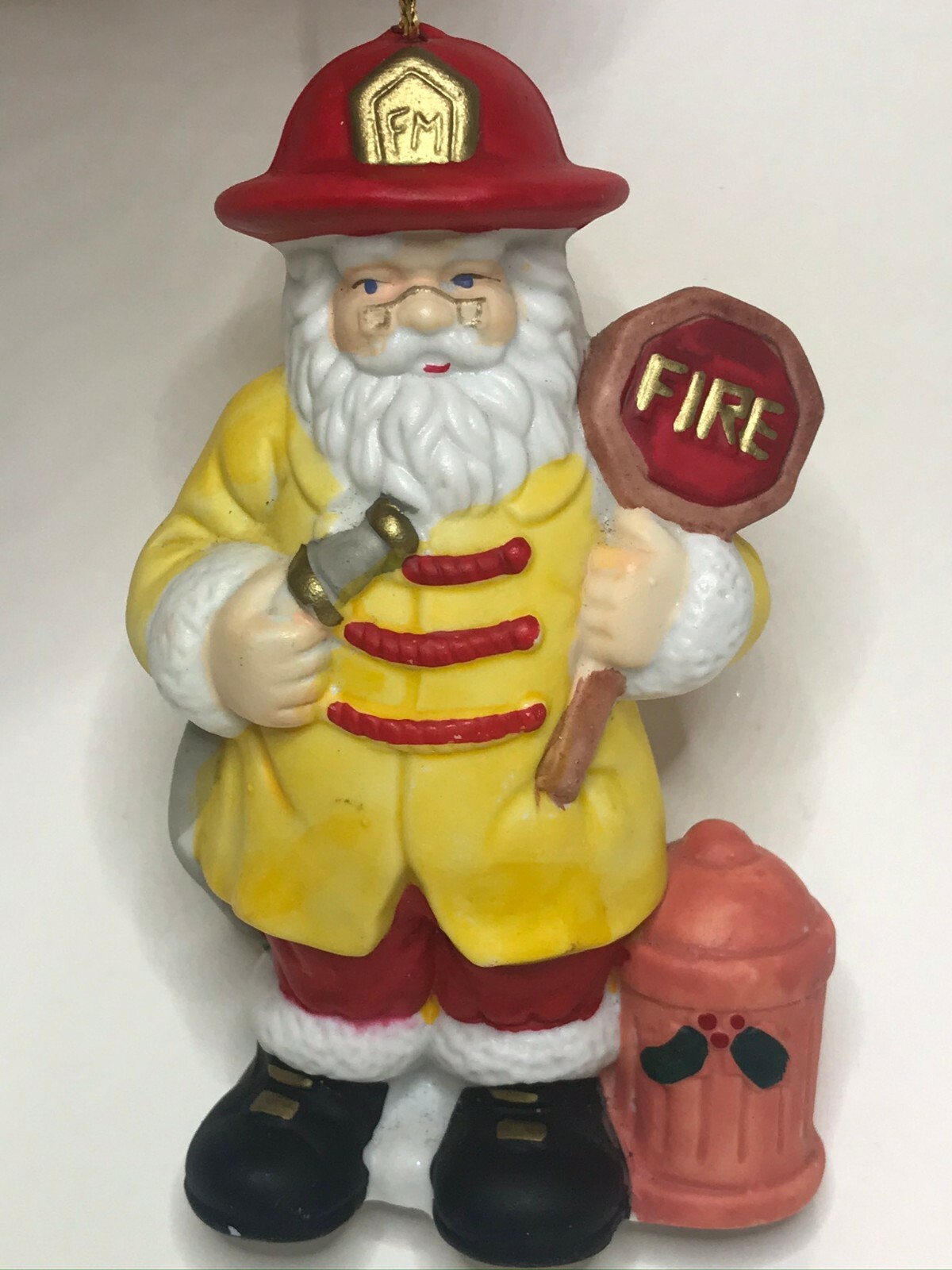 Ceramic Fireman Santa Christmas Ornament Firefighter | eBay