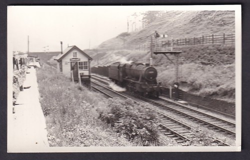 Railway Lancashire BR steam loco48665 solo @ Copy Pit signal box c1950 ...
