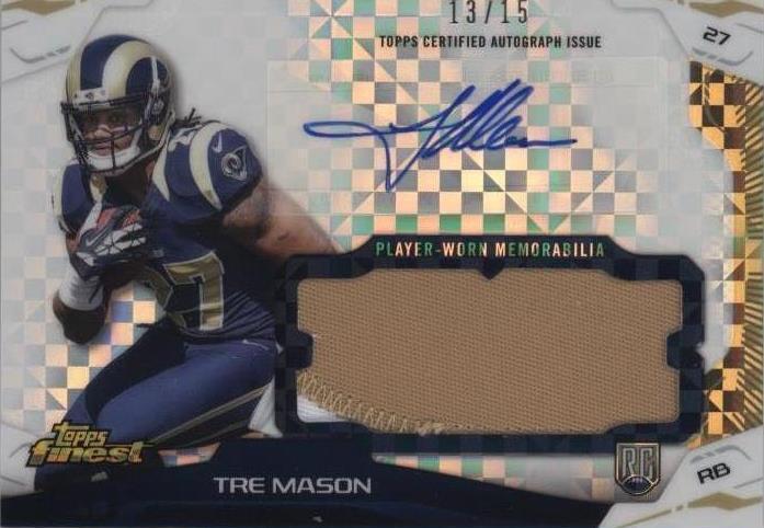 2014 Topps Finest - Autograph Jumbo Relics Tre Mason #AJR-TM X-Fractor ...