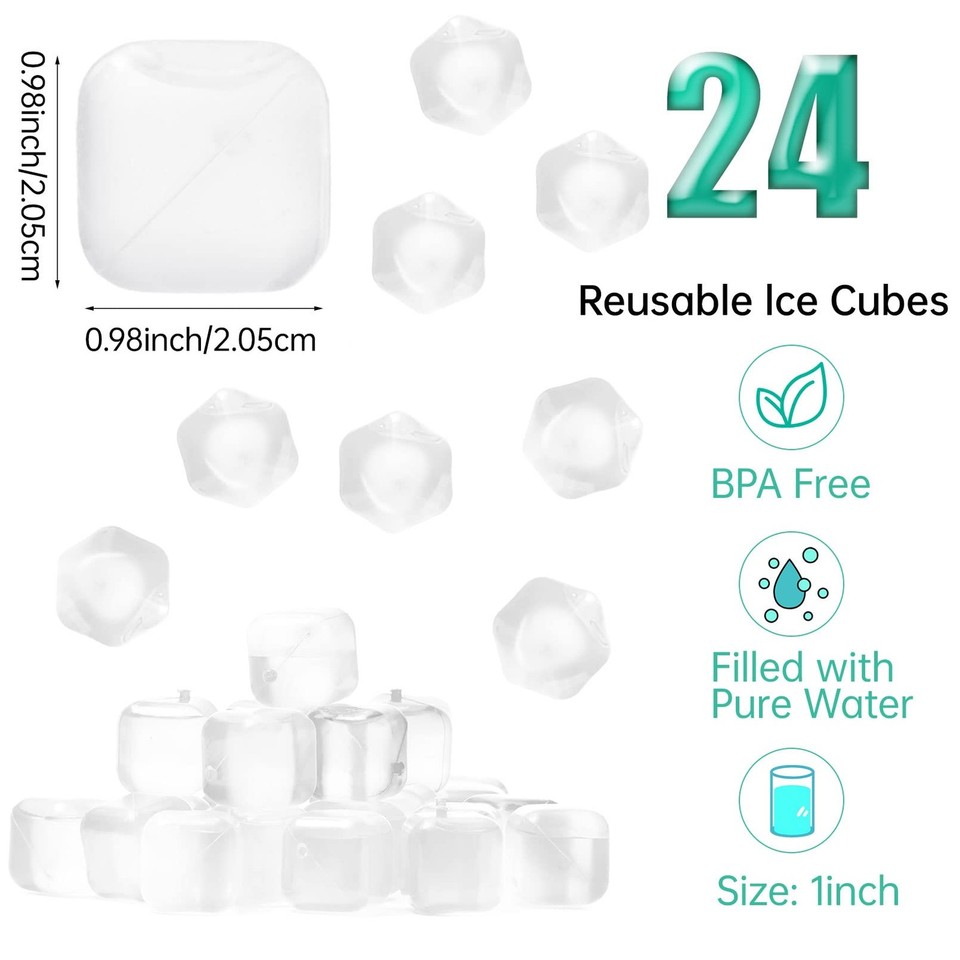 60Pcs Reusable Ice Cubes,Colorful Plastic Ice Cubes,Refreezable Ice ...