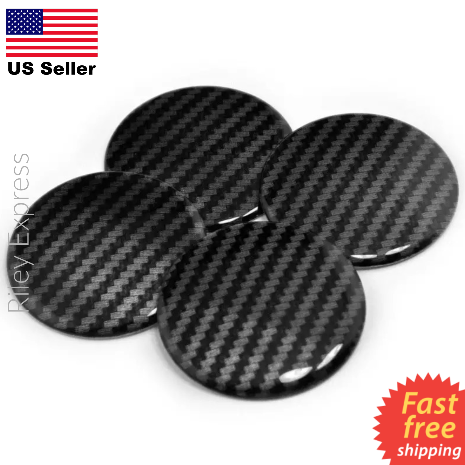 (4 Pack) Resin Carbon Fiber Stripe Wheel Center Cap Sticker Emblem ...