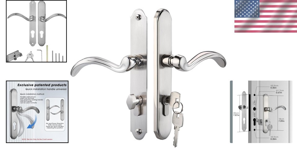 Elegant Pella Storm Door Handle Accessory Set with Key Lock - Brushed ...