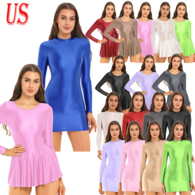 Women Oil Glossy Silky Micro Tight Dress Smooth Sheer Bodycon Dress Nightwear | eBay