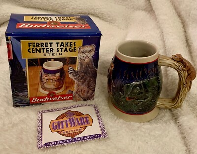 Vintage Anheuser Bush Budweiser 'Ferret Takes Center Stage Beer Stein ...