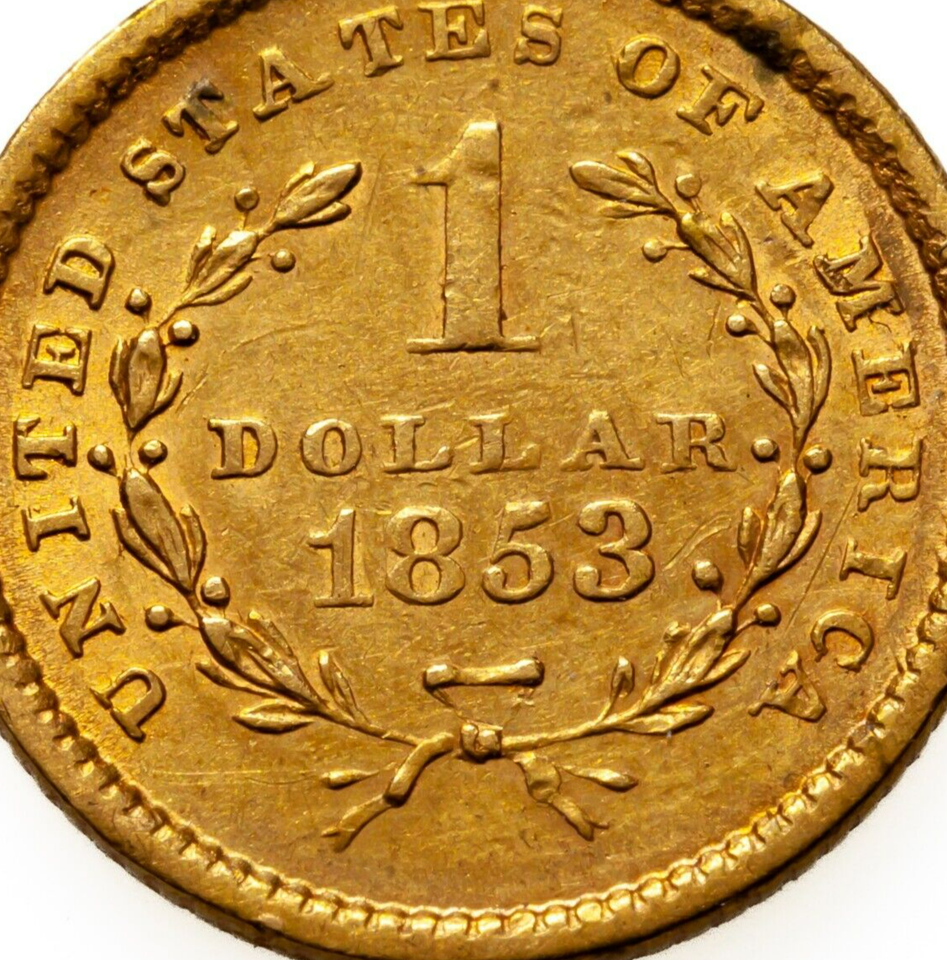 1853 G$1 Gold Liberty One Dollar in About Uncirculated AU Condition | eBay