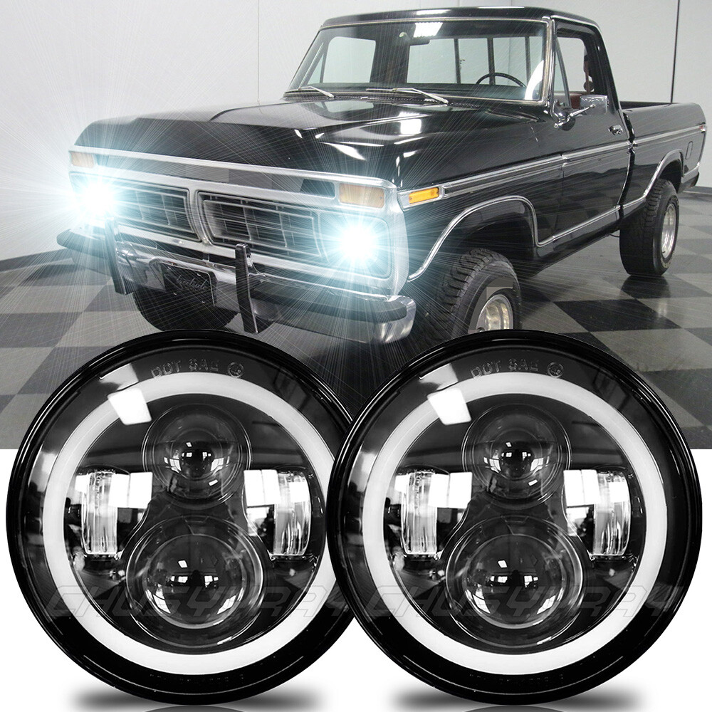 For 1953-1977 Ford F 100 F 250 F 350 Pickup 7" LED Headlights Sealed ...