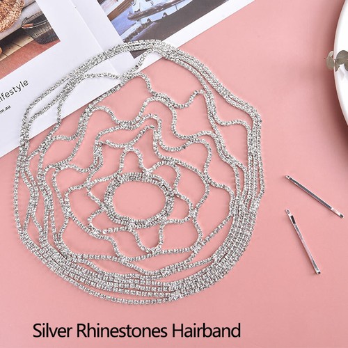 Multilayer Mesh Bridal Headband Full Rhinestone Head Chain Hollow Hair ...