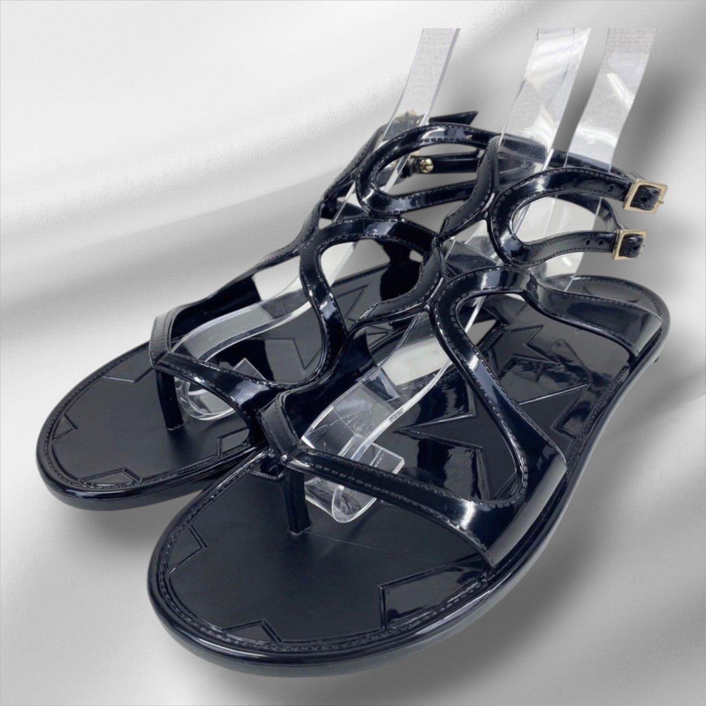 Jimmy Choo Lance Jerry Rubber Flat Sandals 25cm Black… - Gem