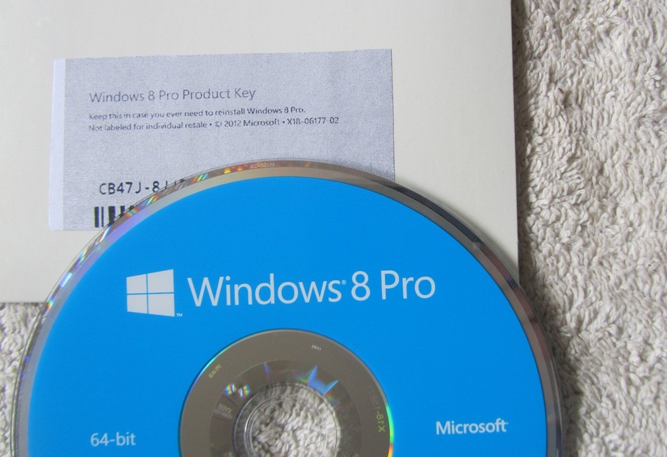 Microsoft Windows 8 Pro, Full Retail Version, 64-Bit DVD, Product Key ...