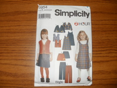 Simplicity 9854 Sewing Pattern UNCUT Sizes A 2 - 6X Girls' Pants Jumper ...