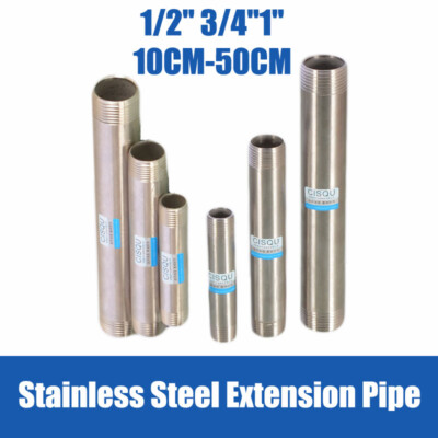 1/2" 3/4"1" BSP Stainless Steel Male Thread Extension Pipe 10-50CM ...