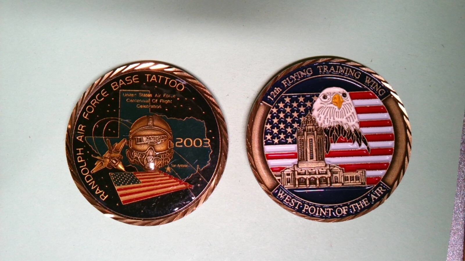 CHALLENGE COIN 12TH FLYING TRAINING WING RANDOLPH AFB TATTOO WEST POINT ...