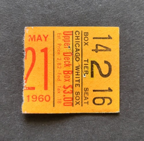 White Sox vs Yankees 1960 Baseball Ticket Stub Roger Maris 2 Home Runs ...