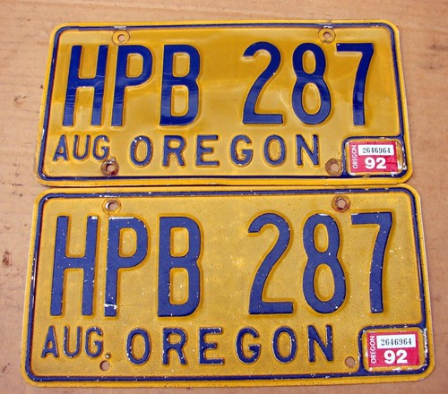 Vintage Oregon Blue on Yellow License Plate HPB287 | eBay