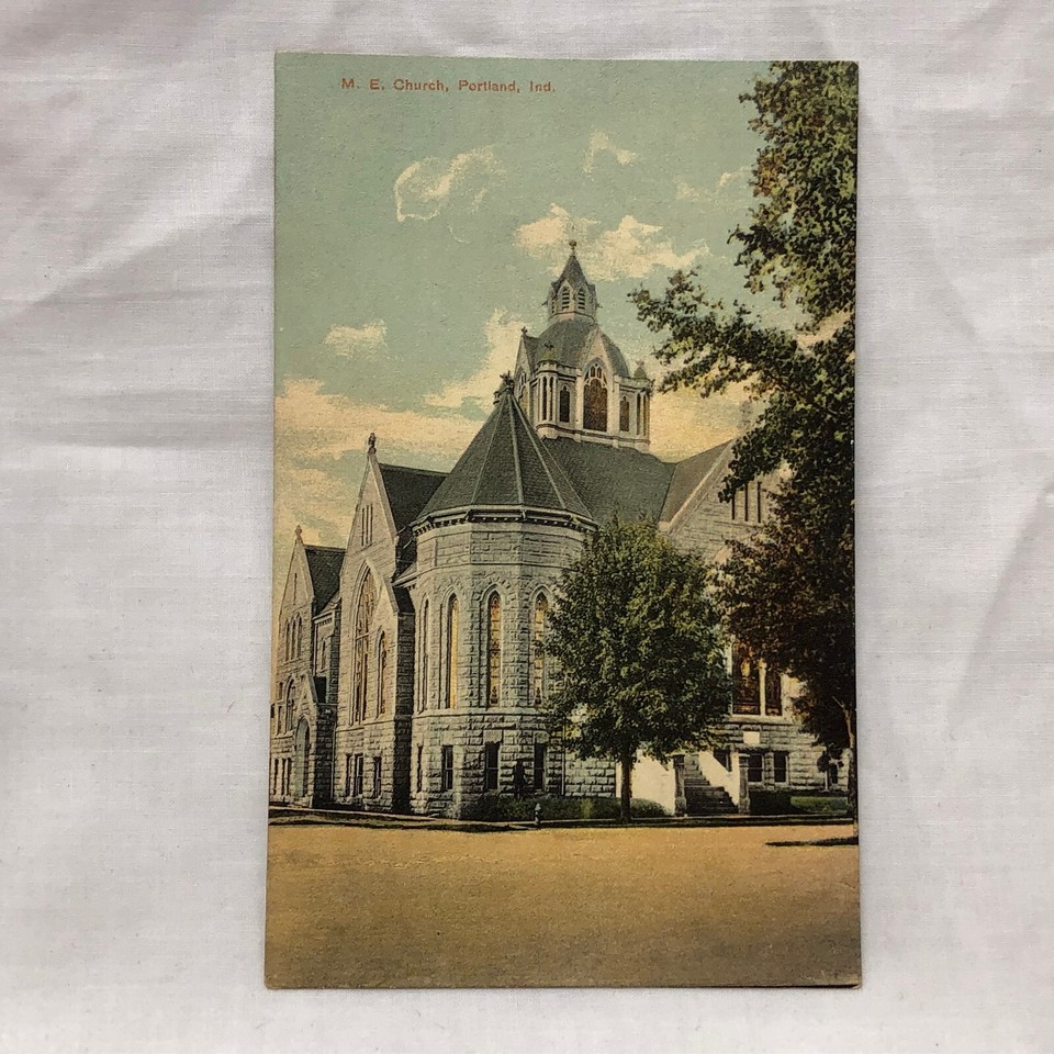 Vintage Portland Indiana Postcard M. E. Church Not Used | eBay
