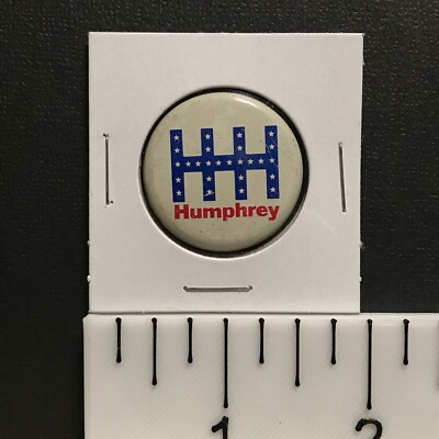 HHH, Hubert Humphrey (1968) 1.25" Vintage Political Campaign Pin-Back ...