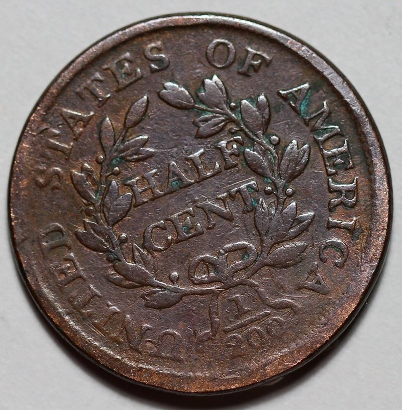 1804 Draped Bust Half Cent - Plain 4/Stemless - Damage - US 1/2c Copper ...