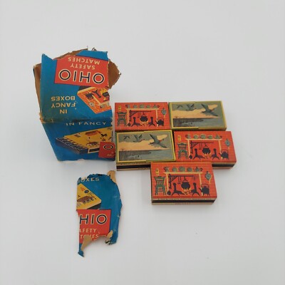 Lot Of 5 Ohio Blue Tip Safety Wooden Match Matchbox Fancy Boxes ...